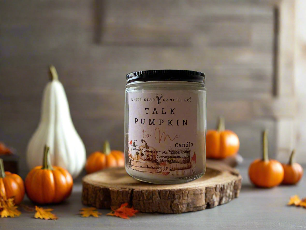 Seasonal Candle-Talk Pumpkin to me – White Stag Candle Co